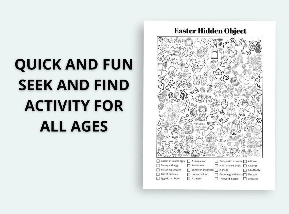 Easter Hidden Object Game Easter I Spy Printable Easter Game Easter ...