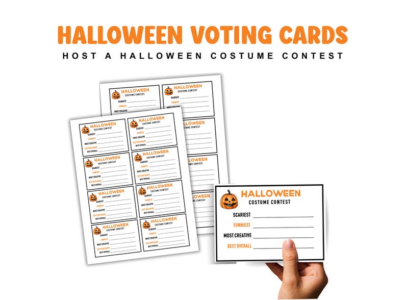 Halloween Costume Contest Voting Cards Printable Halloween Costume ...
