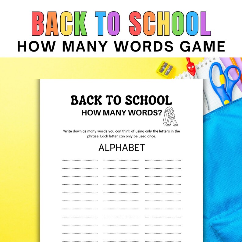 Back to School Alphabet Game First Day of School Activity Printable ...