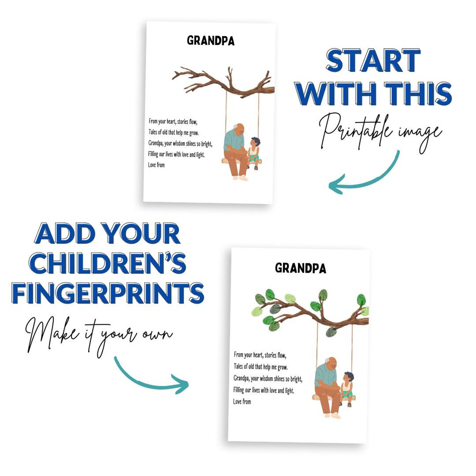 Grandpa Handprint Art Printable Grandpa Card for Father's Day ...