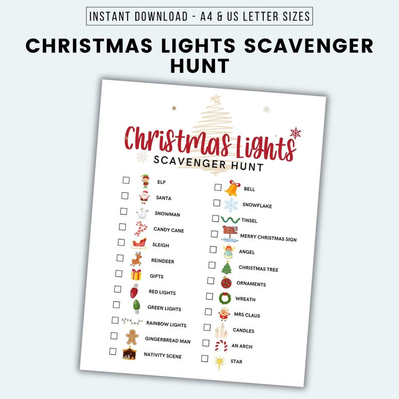 Christmas Lights Scavenger Hunt Printable Christmas Scavenger Hunt ...