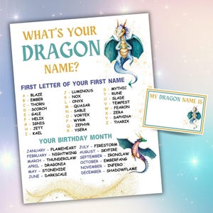 What's Your Dragon Name Party Game Printable Dragon Game Dragon Name ...
