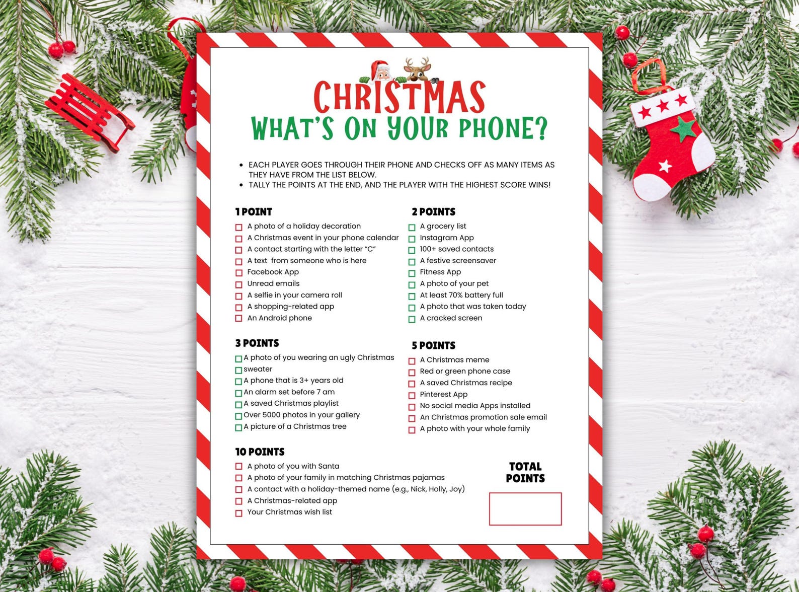 Christmas What's on Your Phone Game Printable Christmas Game Christmas ...