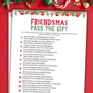 Friendsmas Pass the Gift Game Printable Christmas Game Christmas Pass ...