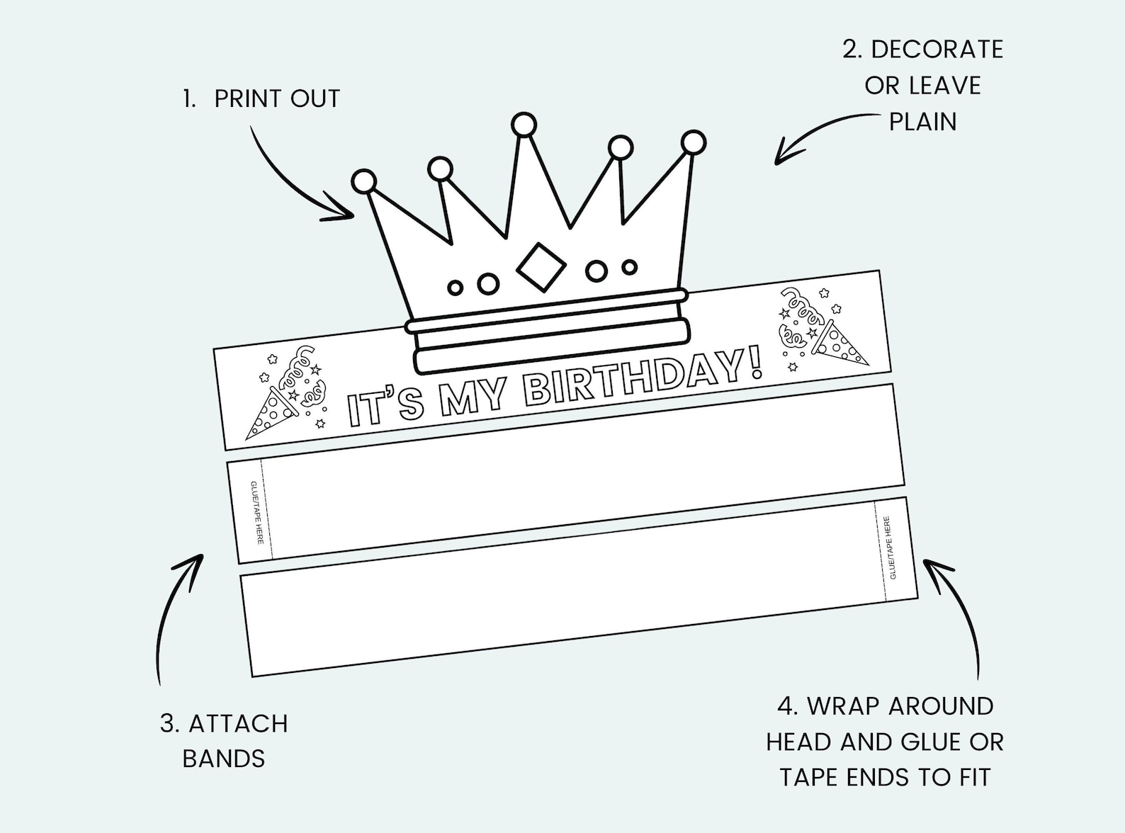 It's My Birthday Paper Crown Printable Birthday Crowns Birthday ...
