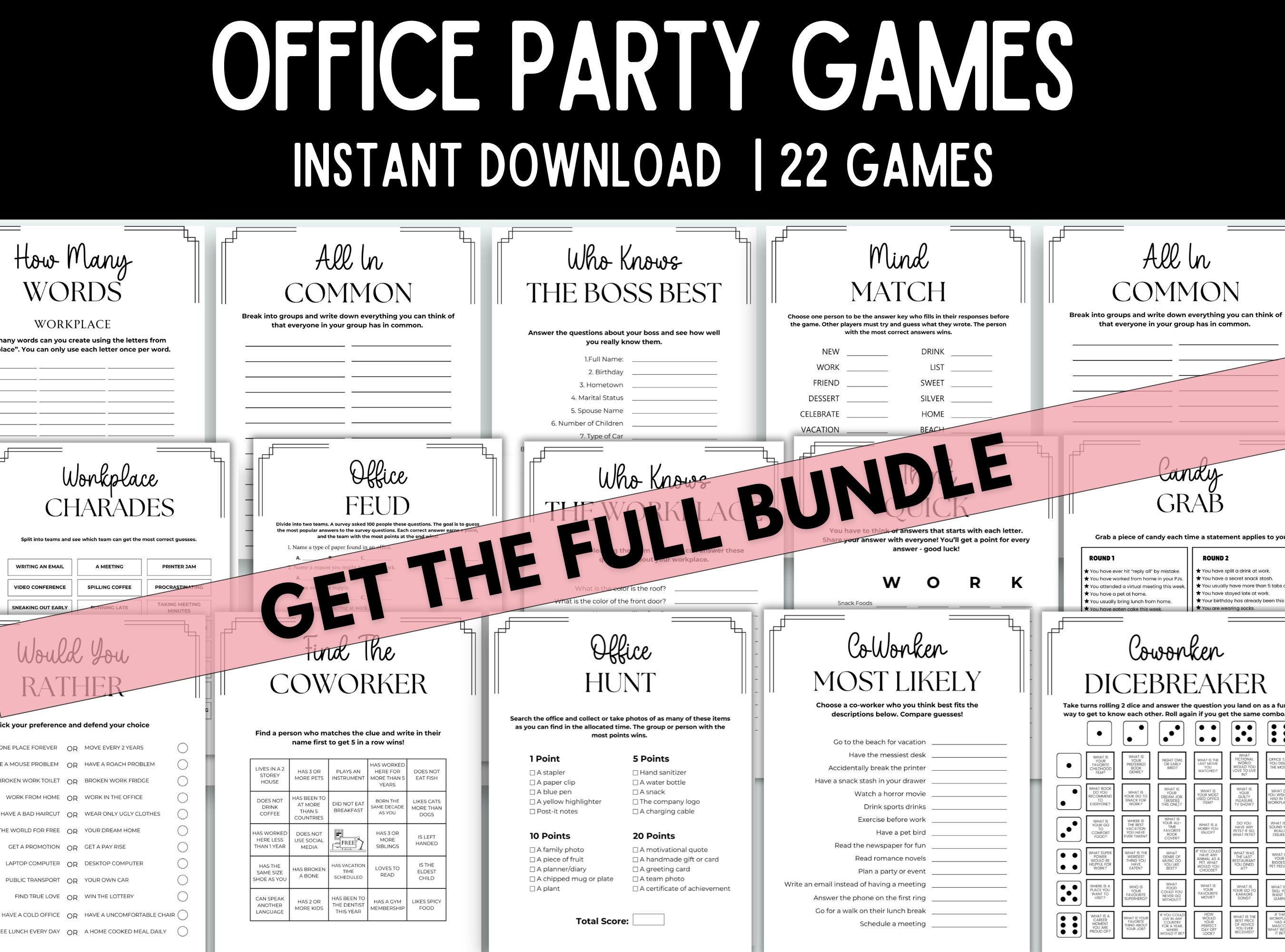 Who Knows the Team Best Office Party Game Printable Team Building Games ...
