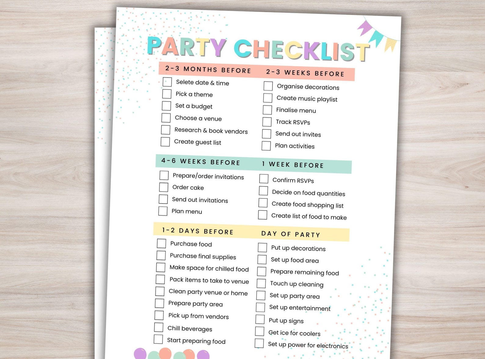 Party Checklist PDF Printable Party Planner Printable Event Planner ...