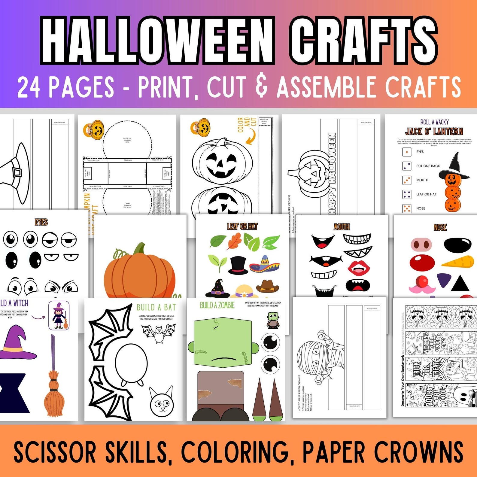 Halloween Craft Bundle Printable Halloween Activity Sheets Printable ...