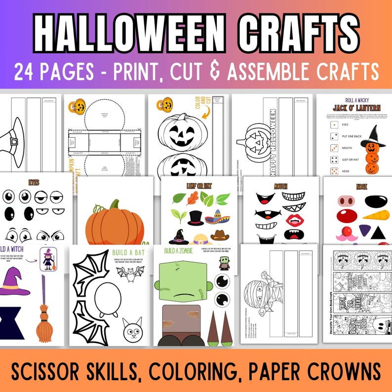 Halloween Craft Bundle Printable Halloween Activity Sheets Printable ...