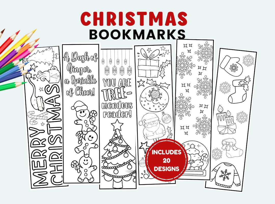 Christmas Bookmarks Printable Coloring Bookmarks for Kids Printable ...