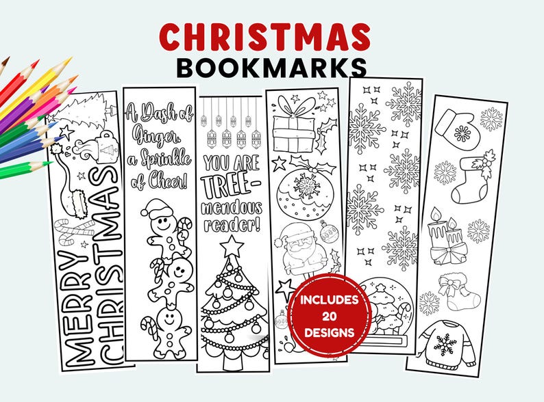 Christmas Bookmarks Printable Coloring Bookmarks for Kids Printable ...