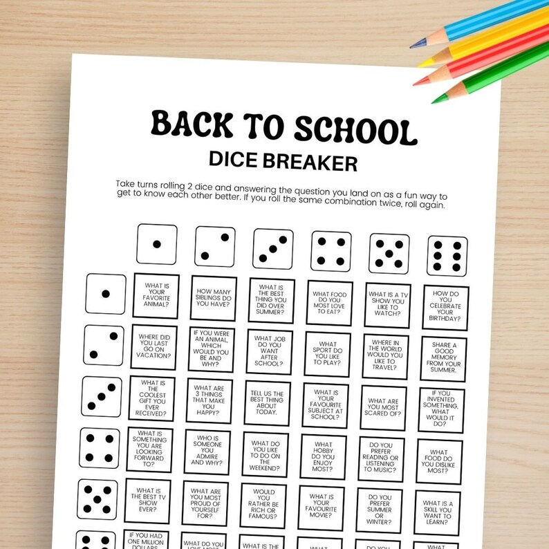 Back to School Game Printable Ice Breaker Game 1st Day of School ...