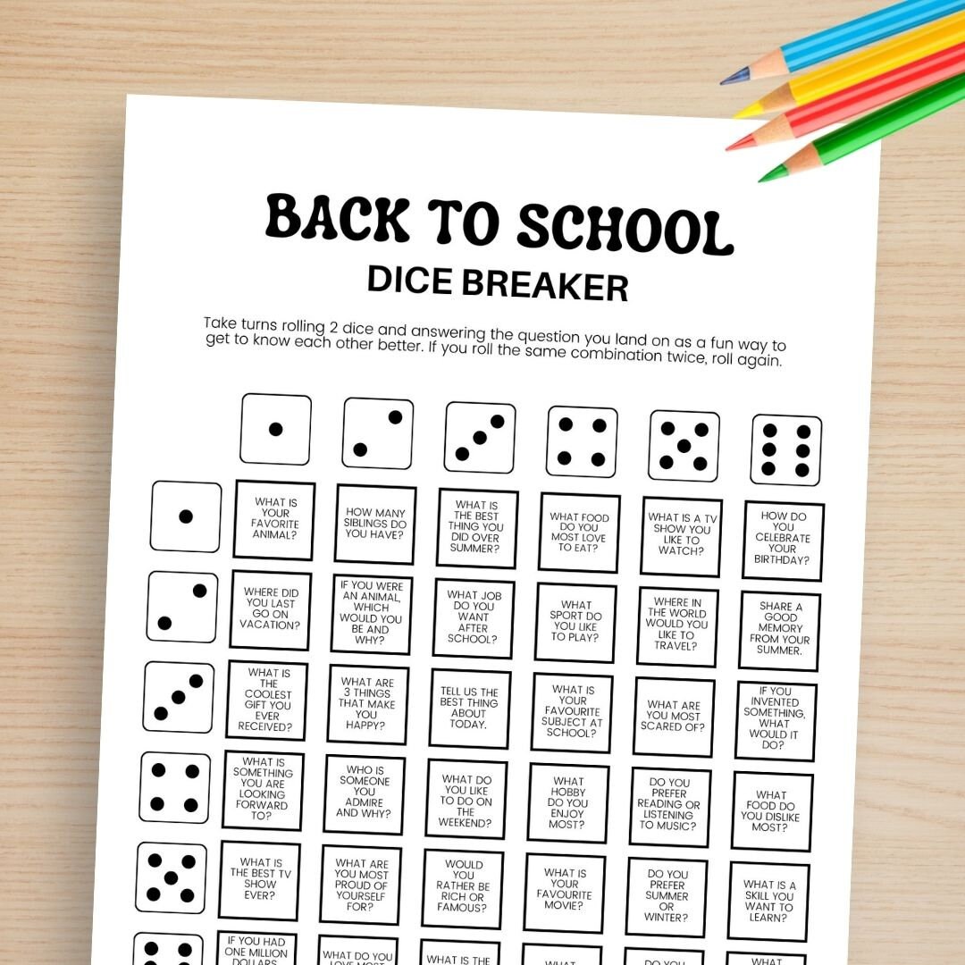 Back to School Game Printable Ice Breaker Game 1st Day of School ...