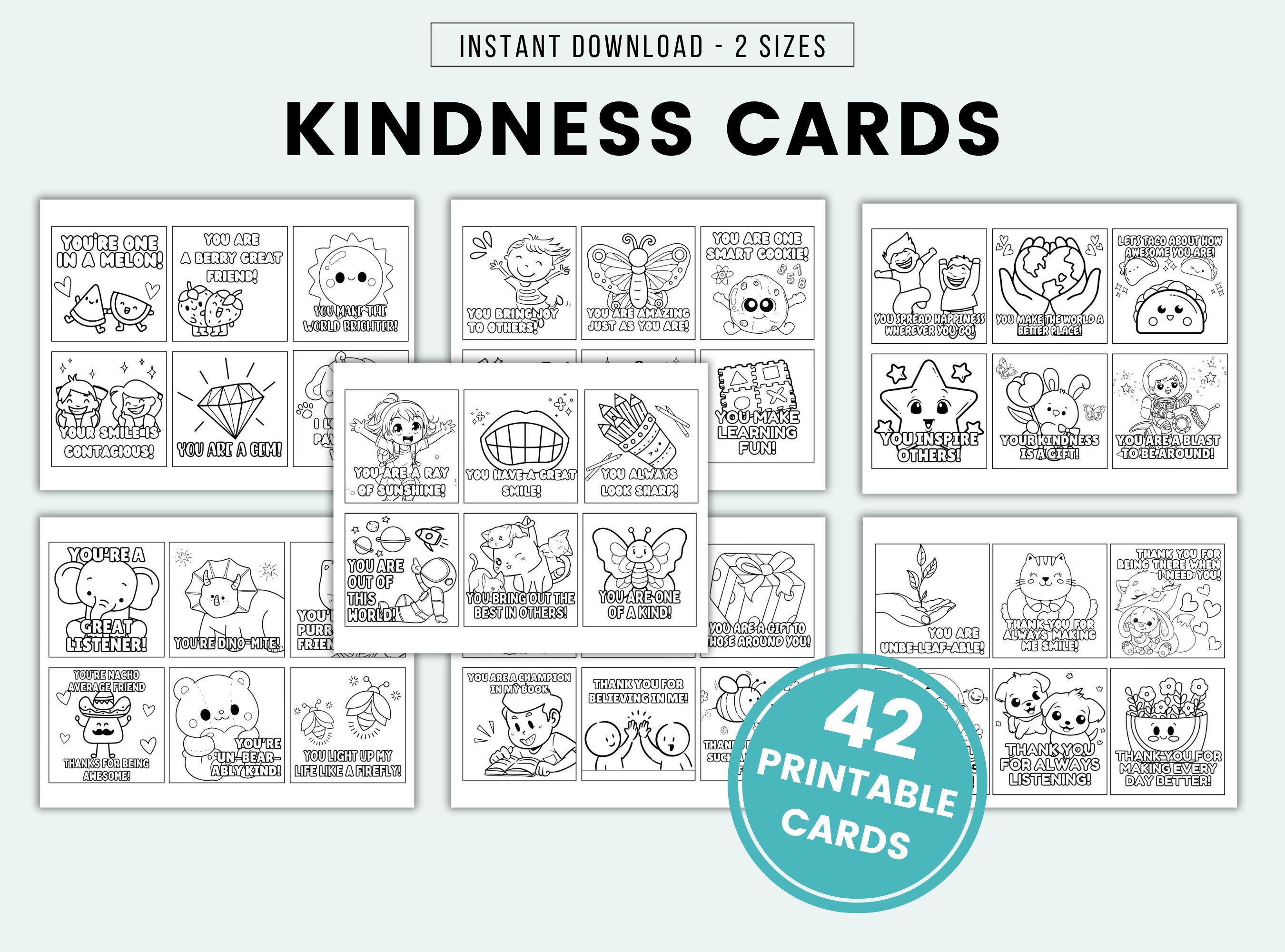 Kindness Cards for Kids Printable Compliment Cards Positivity Cards ...