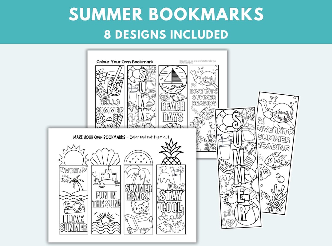 Summer Bookmarks Printable Coloring Bookmarks for Kids Printable Summer ...