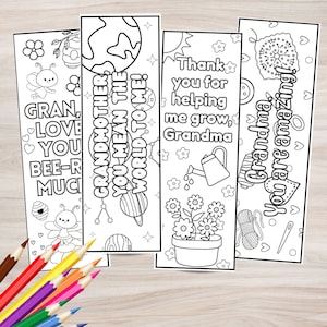 Grandmother Bookmarks Grandparents Day Bookmarks Printable Grandparent ...