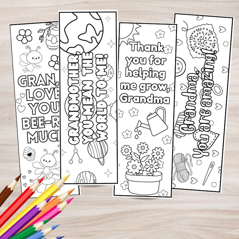 Grandmother Bookmarks Grandparents Day Bookmarks Printable Grandparent ...