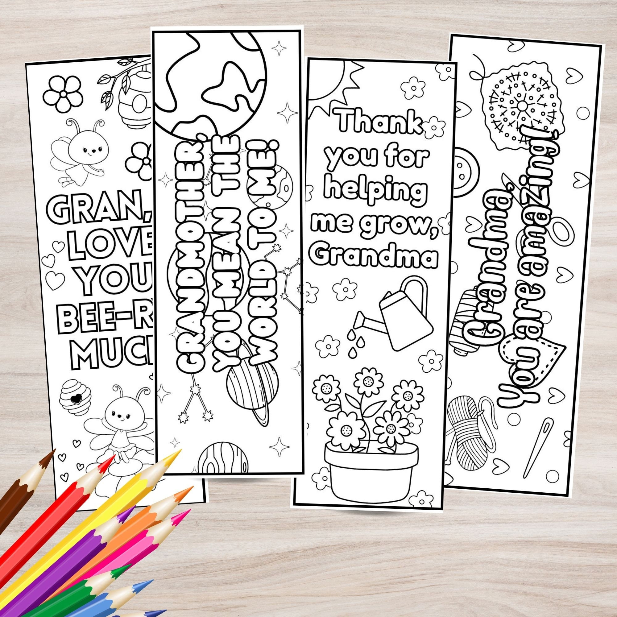 Grandmother Bookmarks Grandparents Day Bookmarks Printable Grandparent ...
