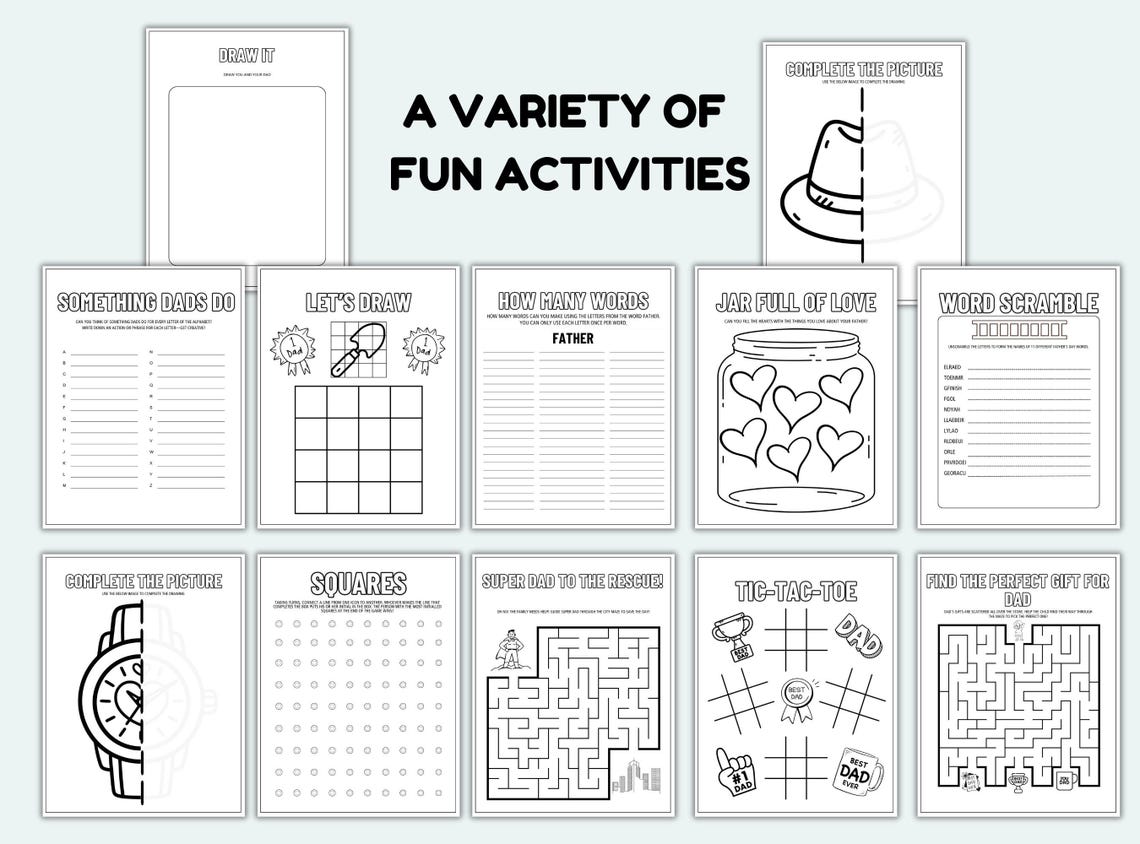 Fathers Day Activity Bundle Printable Fathers Day Activity Fathers Day ...