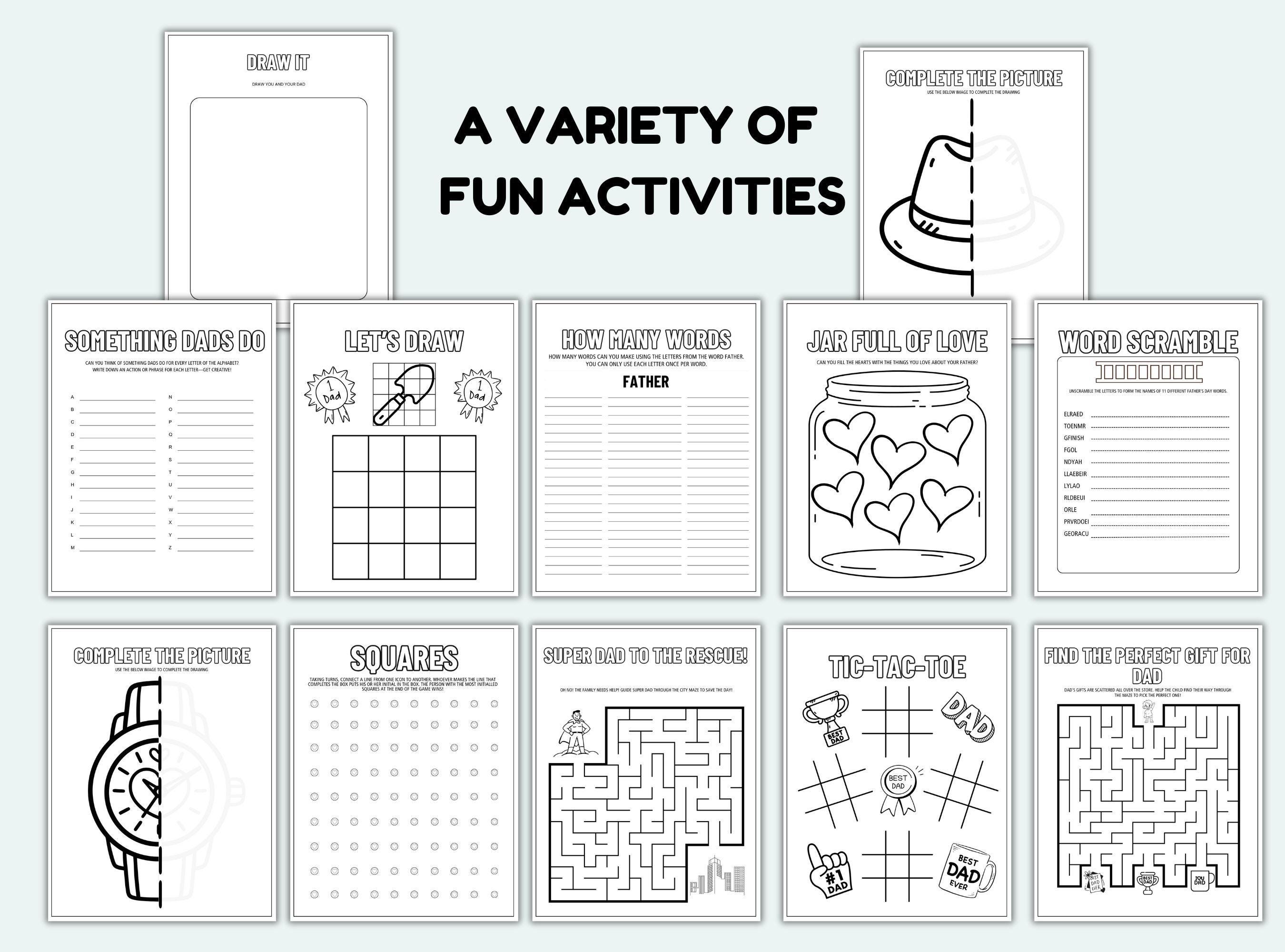 Fathers Day Activity Bundle Printable Fathers Day Activity Fathers Day ...