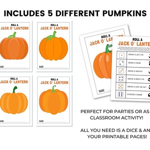 Halloween Roll A Jack O' Lantern Game, Printable Halloween Game for ...