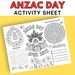 ANZAC Day Activity Sheet Printable ANZAC Day Activities ANZAC Activity ...