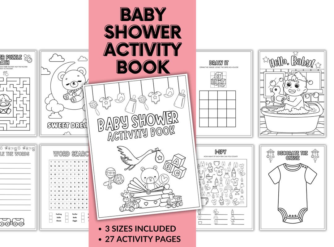 Kids Baby Shower Activity Book Baby Shower Activity for Kids Baby ...