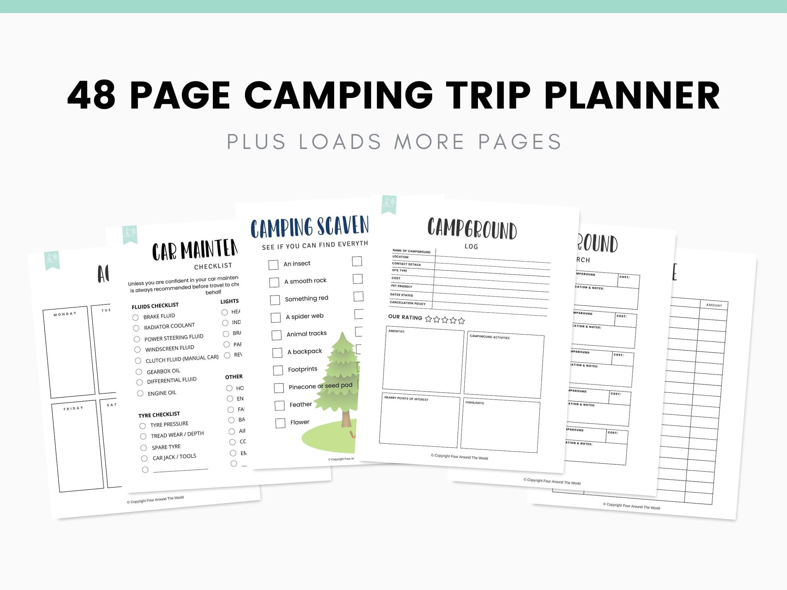 Camping Trip Planner Printable Camping Planner Camping Trip Packing ...