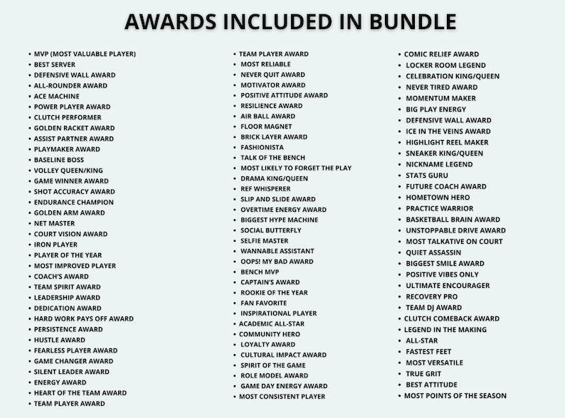 Editable Tennis Award Certificates Tennis Team Awards End of Season ...