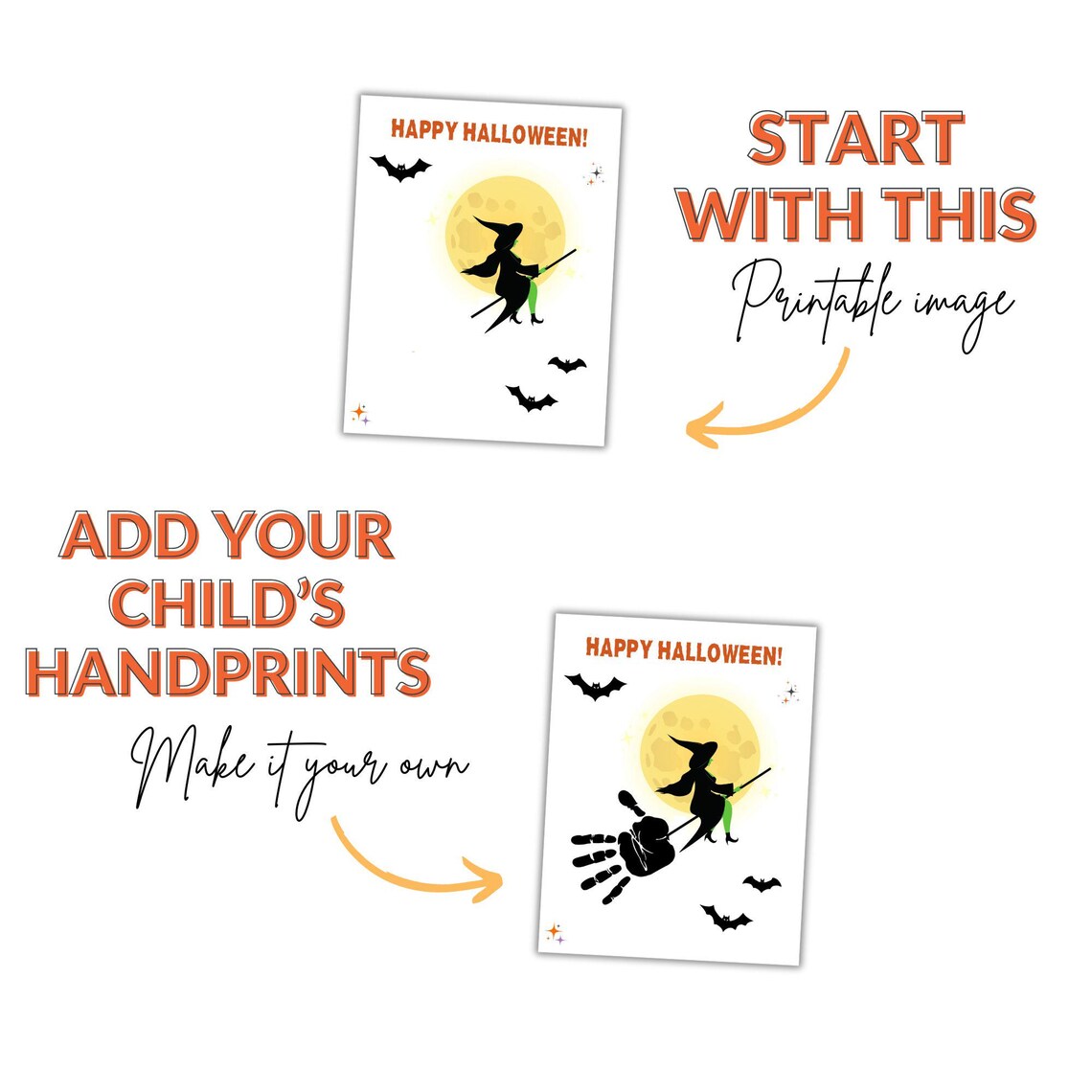 Witch Halloween Handprint Craft Activity Printable Halloween Handprint ...
