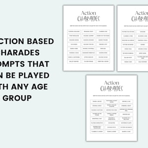 Action Charades Game Printable Charades for Kids Charades Cards ...