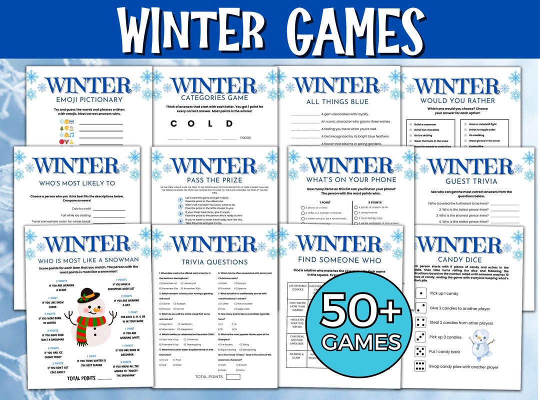 Winter Game Bundle Printable Winter Games Winter Trivia Game Bundle ...
