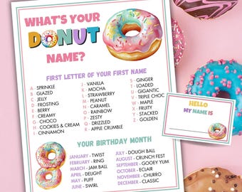 What is Your Donut Name Party Game? - Etsy UK