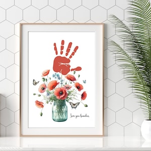 Mother's Day Handprint Art Printable Mason Jar Poppy Handprint Craft ...