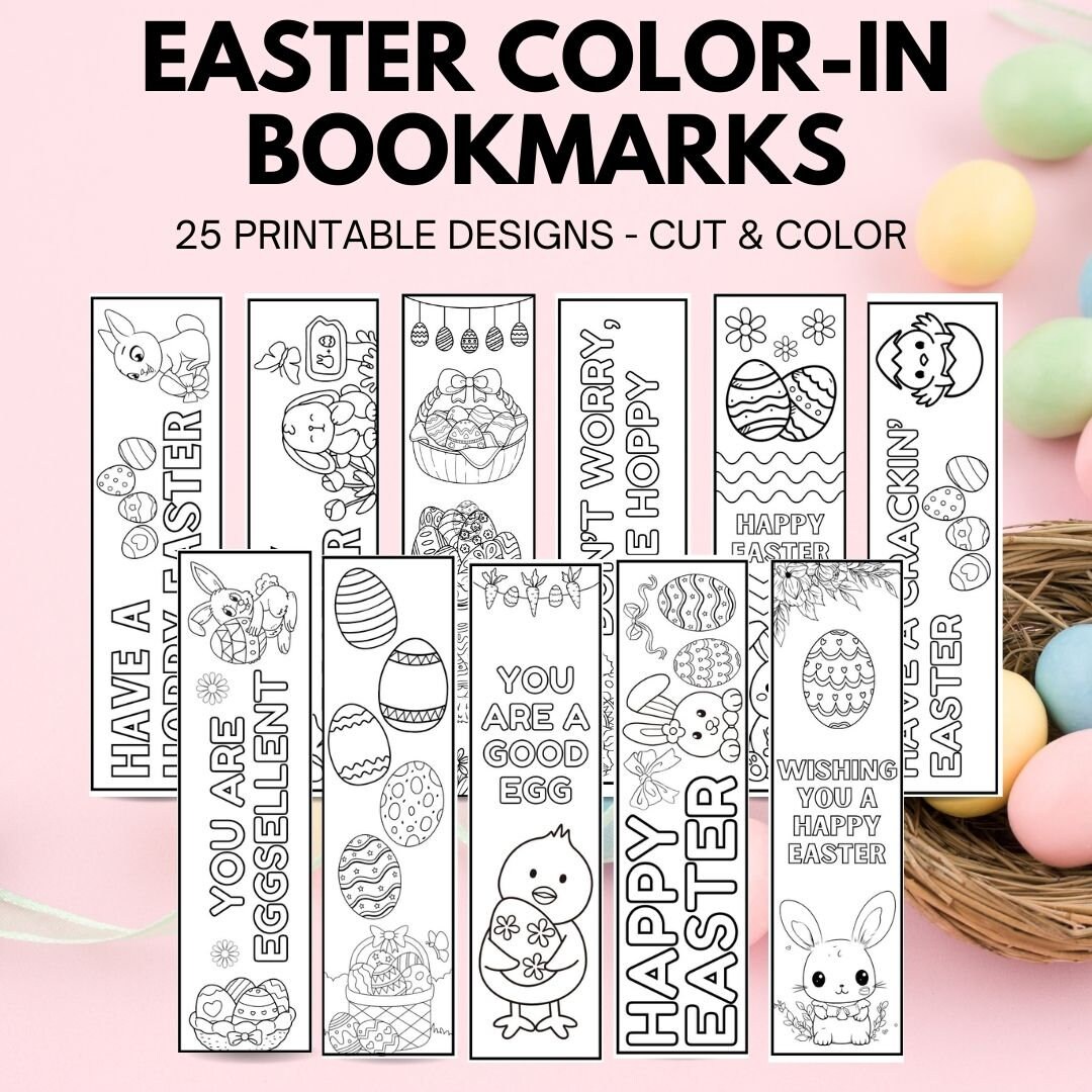 Easter Coloring Bookmarks Printable Easter Bookmarks for Kids Easter ...