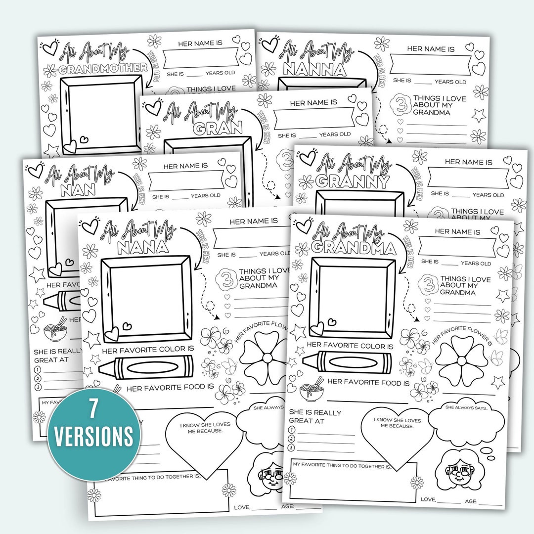 All About My Grandma Bundle Grandparent's Day Activity Printable All ...