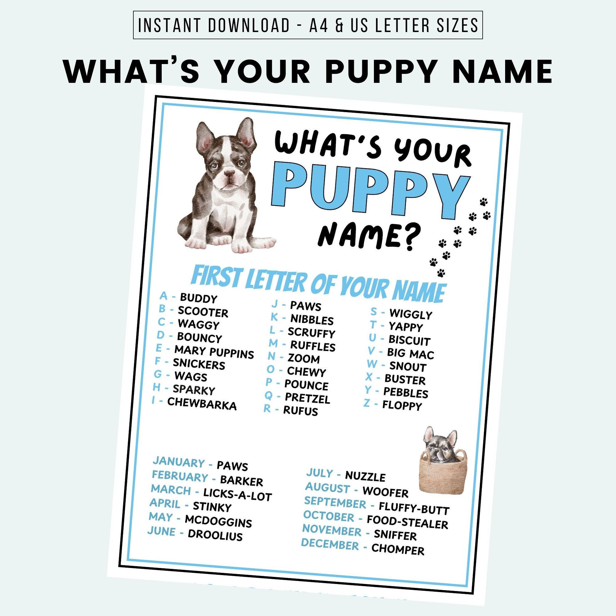 What's Your Puppy Name Party Game Printable Puppy Party Game Puppy Name ...