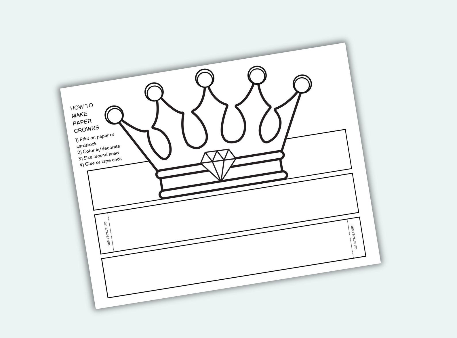 Princess Paper Crown Printable Prince Crown Printable Crown Headband ...