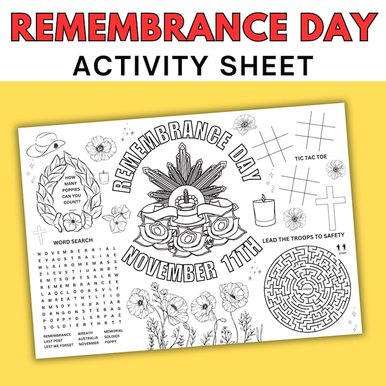 Remembrance Day Activity Sheet Printable Remembrance Day Activities ...