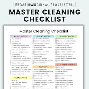 Printable Master Cleaning Checklist Cleaning Schedule Cleaning List Home Cleaning Schedule ...