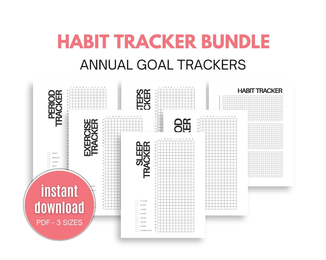Habit Tracker Bundle, Printable Habit Trackers, Habit Tracking Pages ...