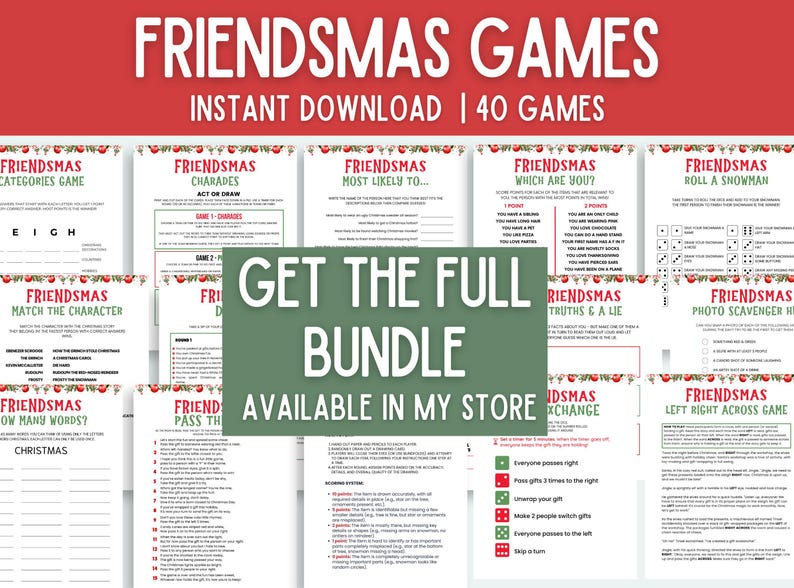 Friendsmas Gift Exchange Game Printable Christmas Game Christmas Dice ...