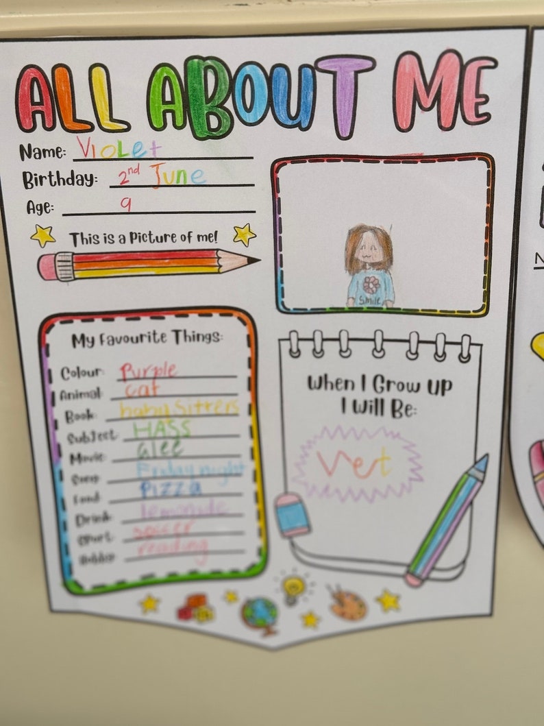 All About Me Banner First Day of School Printable Back to School ...