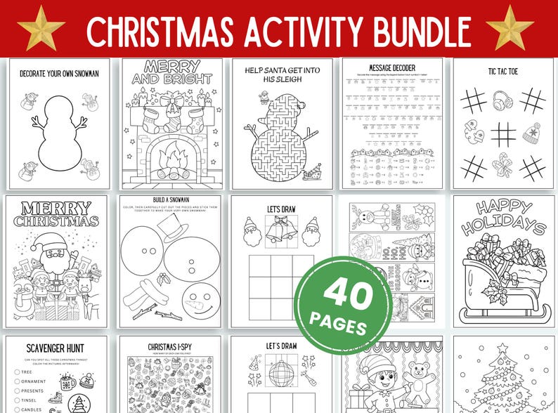 Christmas Activity Bundle Printable Christmas Activity Sheet Christmas ...