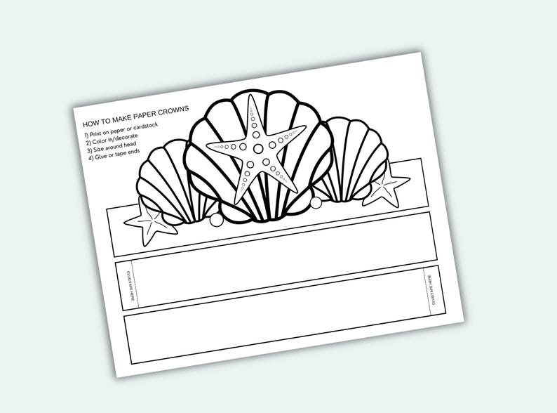 Mermaid Paper Crown Printable Mermaid Paper Crown Mermaid Coloring ...