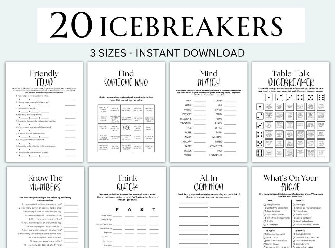 Icebreaker Games Office Party Games Printable Team Building Games ...