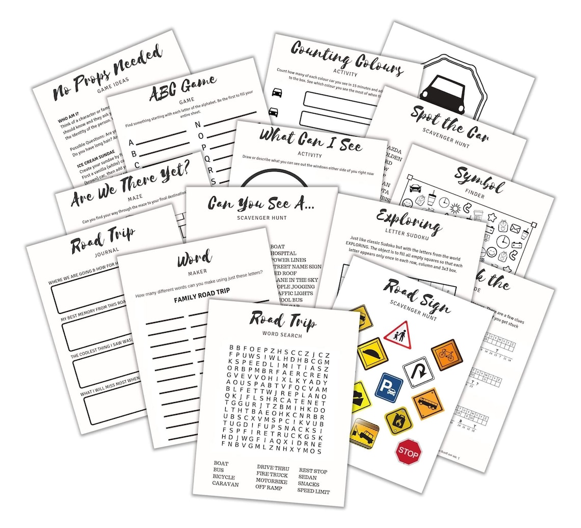Printable Road Trip Games Printable Travel Games Road Trip Activities ...