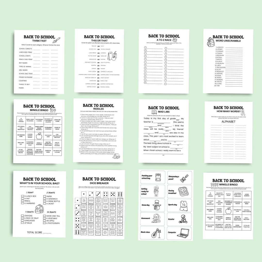 Back to School Games Bundle Printable First Day of School Icebreakers ...