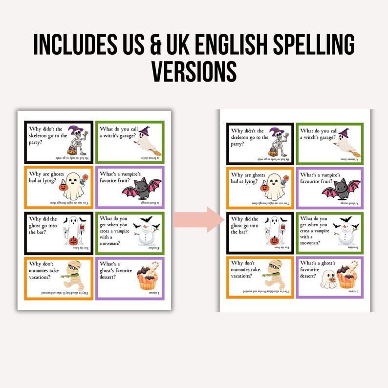 Halloween Joke Cards Printable Halloween Lunch Box Notes Halloween ...