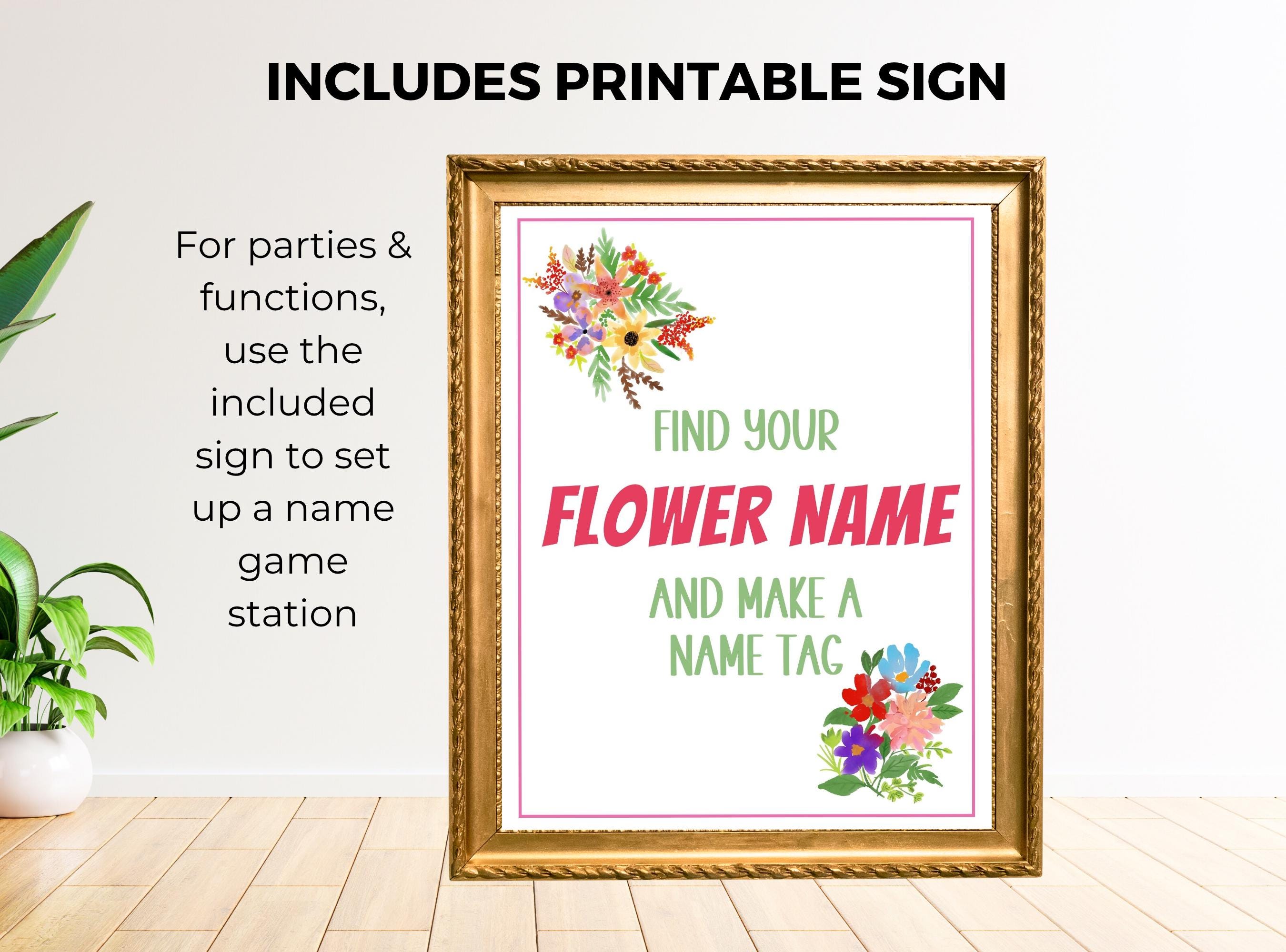 What's Your Flower Name Game Printable Flower Party Game Flower Name ...